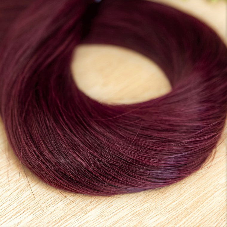 22 Garnet Clip-In Hair Extensions | Vibrant Red Violet